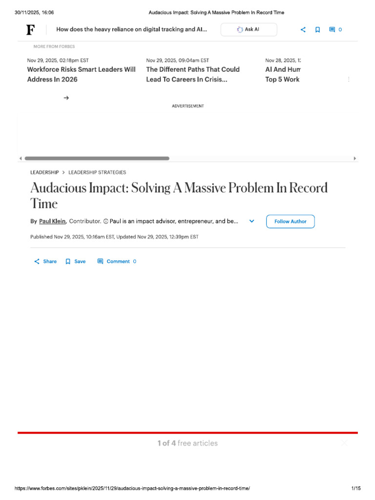 Audacious Impact Solving A Massive Problem in Record Time. | PDF