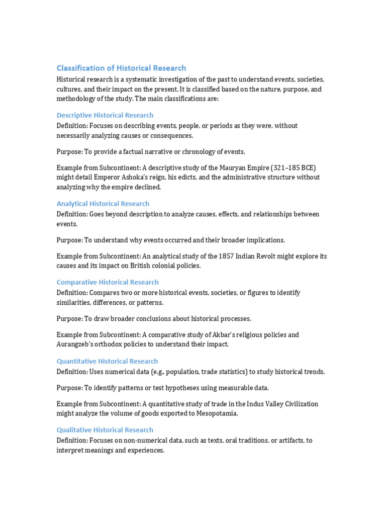Types of Historical Research Methods | PDF | Quantitative Research ...