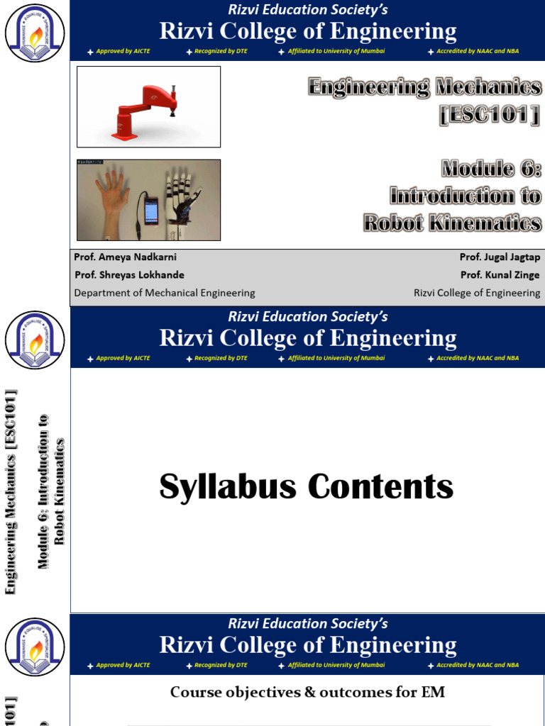 ESC101 Engineering Mechanics Module 6 - Theory | PDF | Force | Kinematics