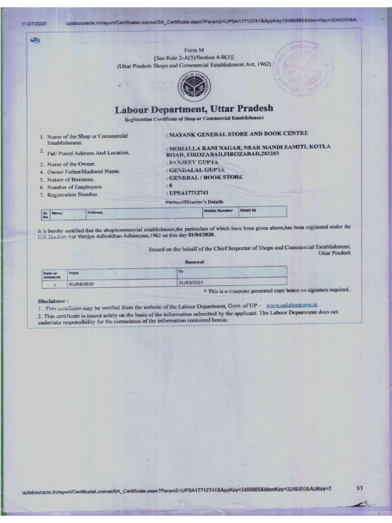 Labour Certiicate | PDF