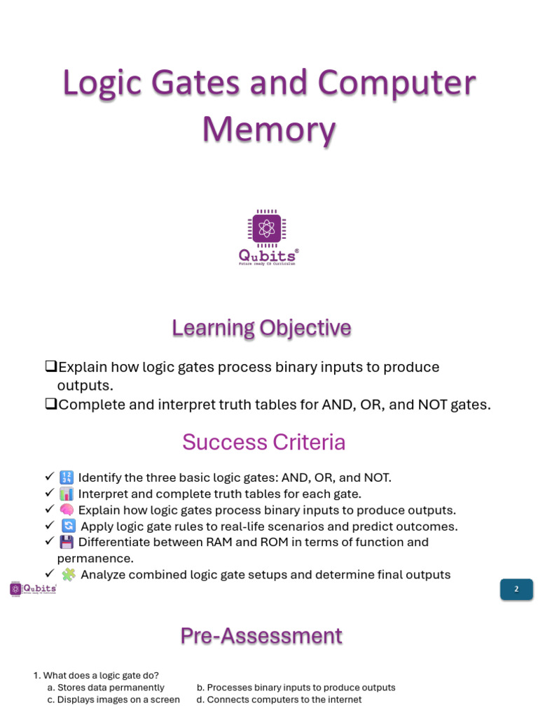 Logic Gates and Memory Basics Explained | PDF | Computer Data Storage ...
