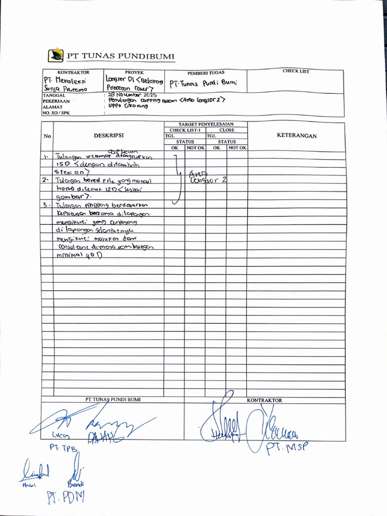 Checklist Pembesian Capping Beam Area Longsor 2 | PDF