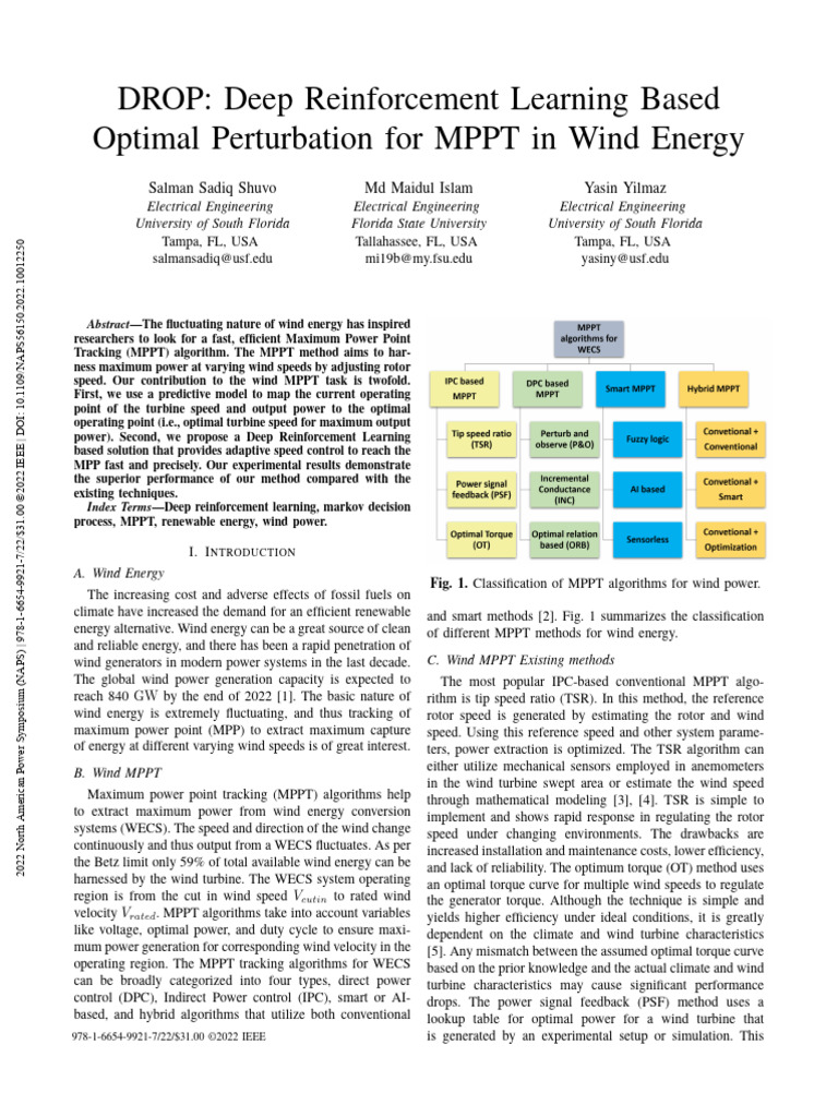 DROP Deep Reinforcement Learning Based Optimal Perturbation For MPPT in ...