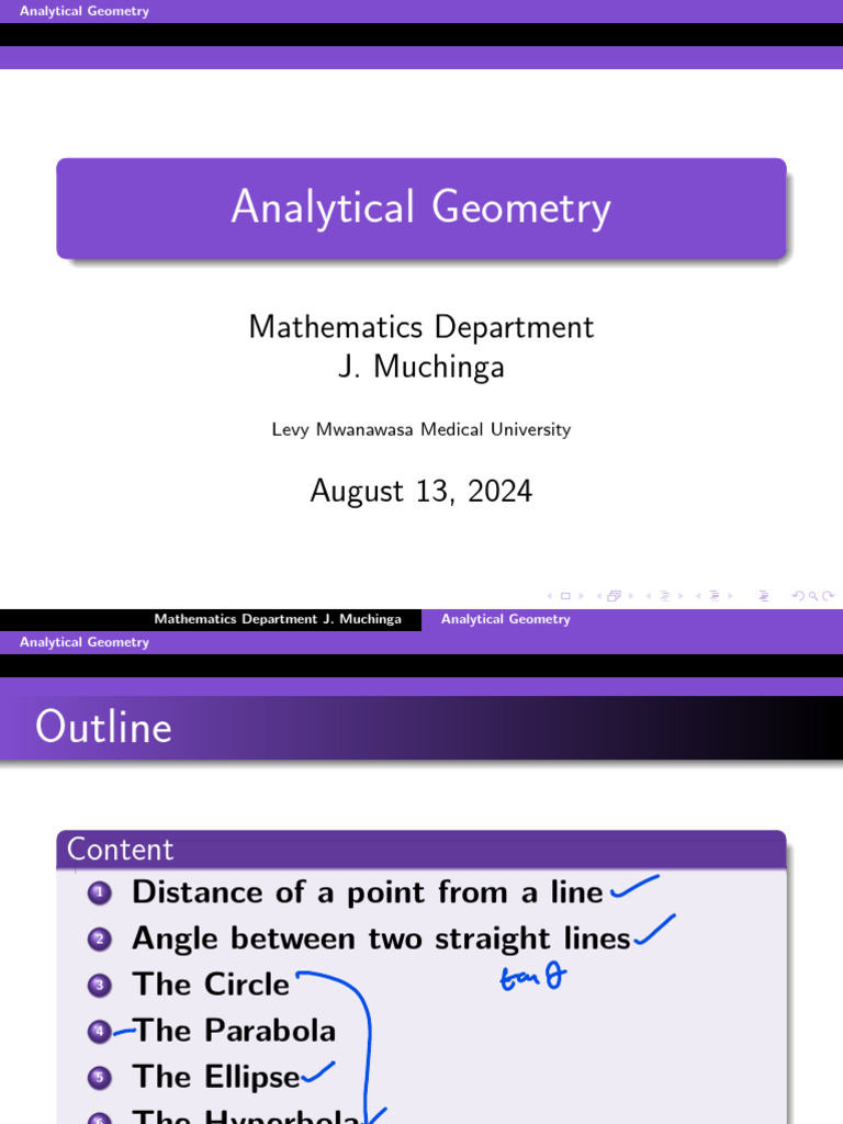 Analytical Geometry Concepts and Examples | PDF | Ellipse | Analytic ...