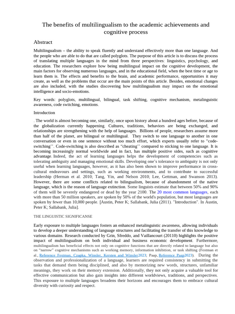 Benefits of Multilingualism in Education | PDF | Multilingualism ...