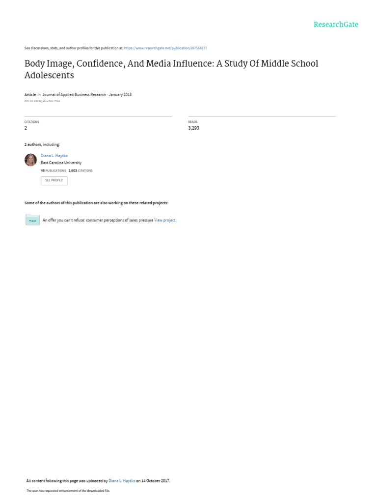 Body Image Confidence and Media Influence A Study | PDF | Body Image ...