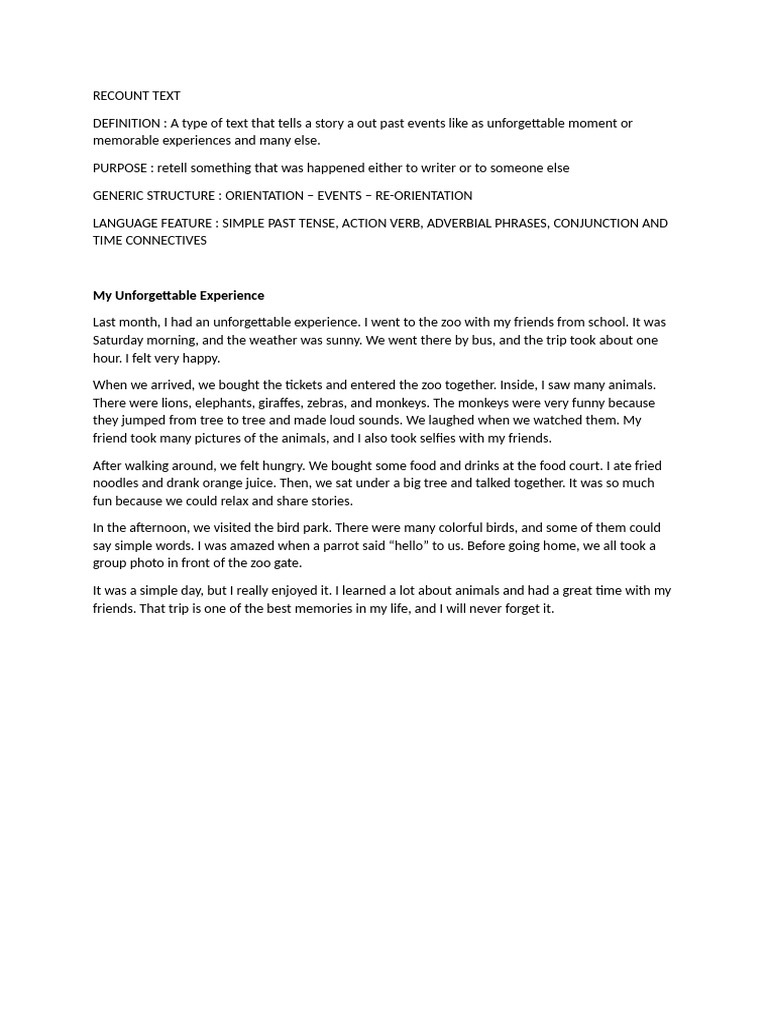 Recount Text | PDF