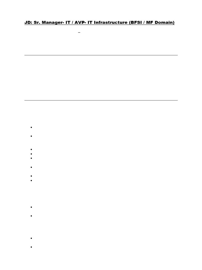 JD SR Manager - AVP IT Infrastructure | PDF | Cloud Computing | Business