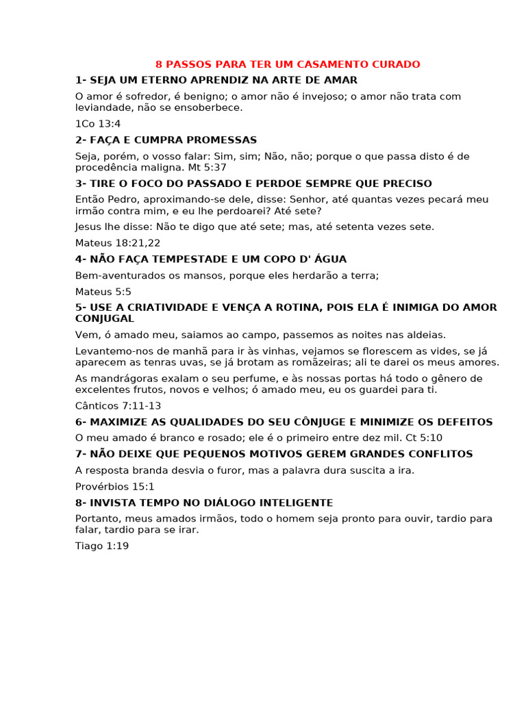 8 Passos Para Ter Um Casamento Curado | PDF