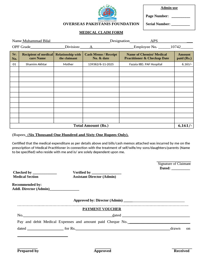 Medical Claim Form | PDF | Cheque | Expense