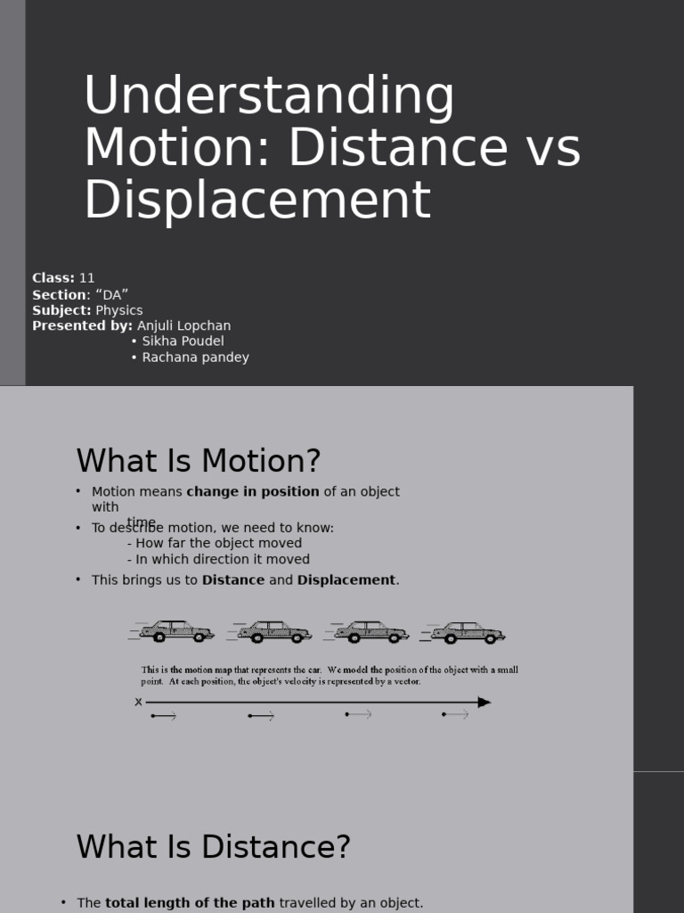 Understanding Motion Distance Vs Displacement | PDF