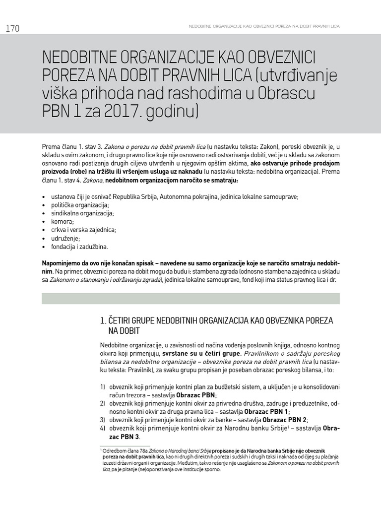 Nedobitne Organizacije Kao Obveznici Poreza Na Dobit Pravnih Lica ...