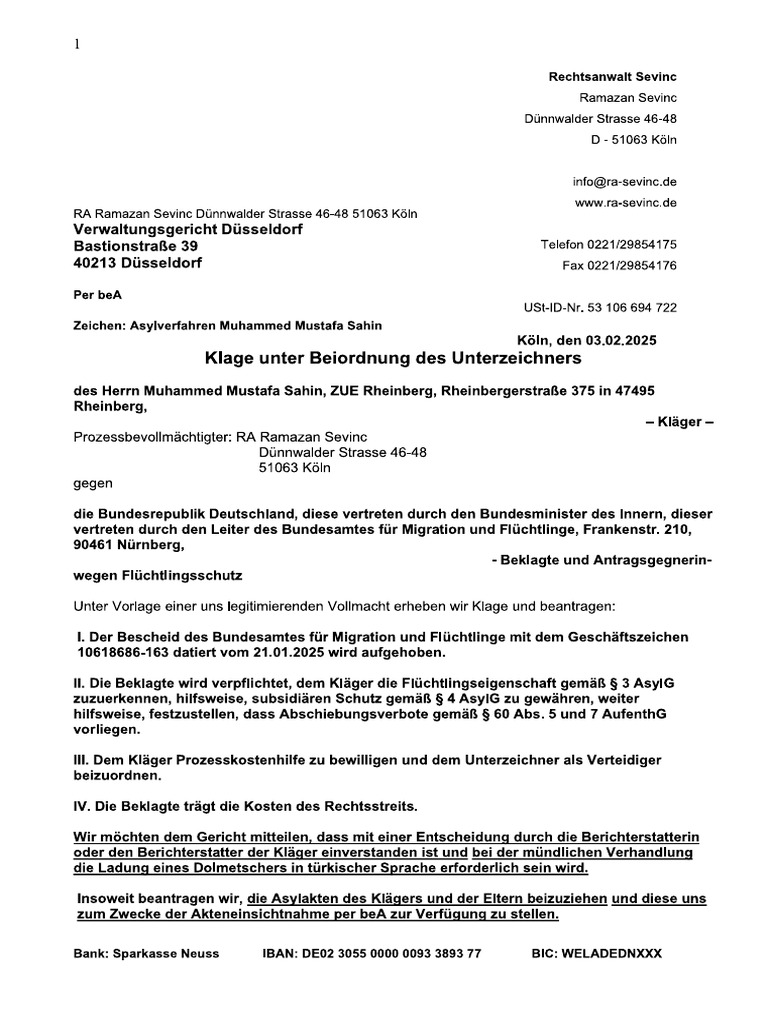 Klage Vom 03-02-2025 | PDF