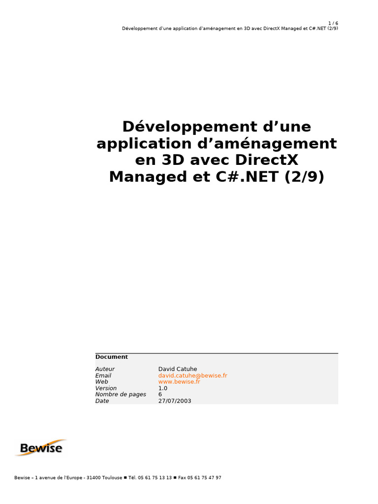 Développement 3D avec DirectX et C#.NET | PDF | Informatique