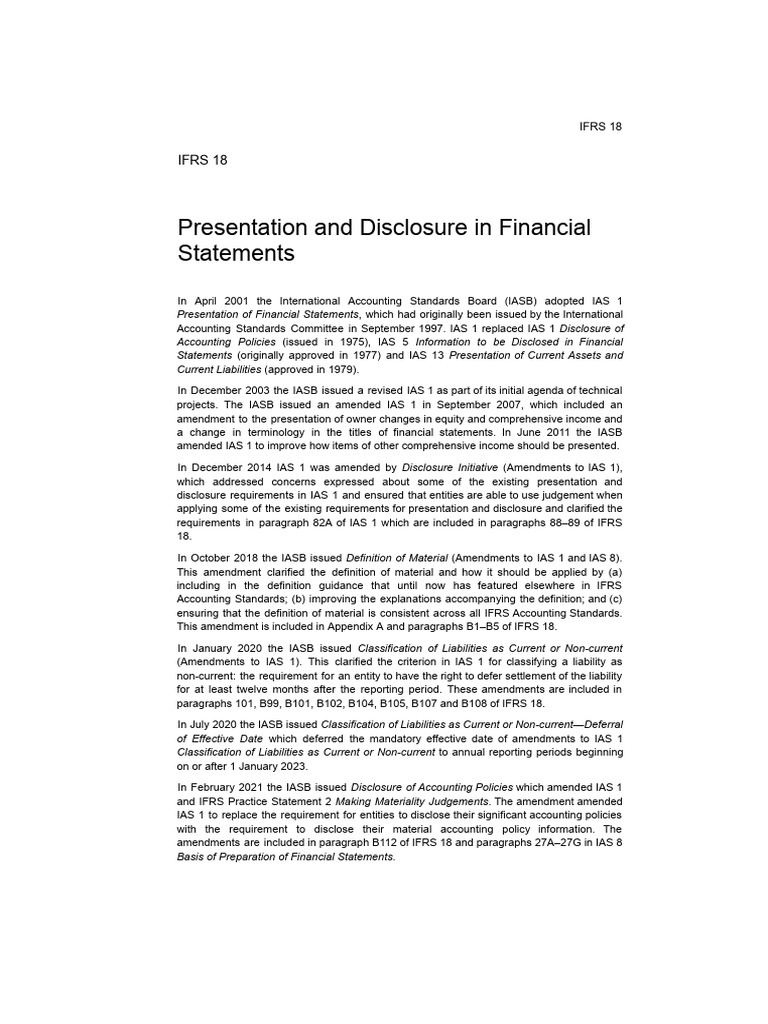 IFRS 18: Financial Statement Disclosure | PDF | International Financial ...
