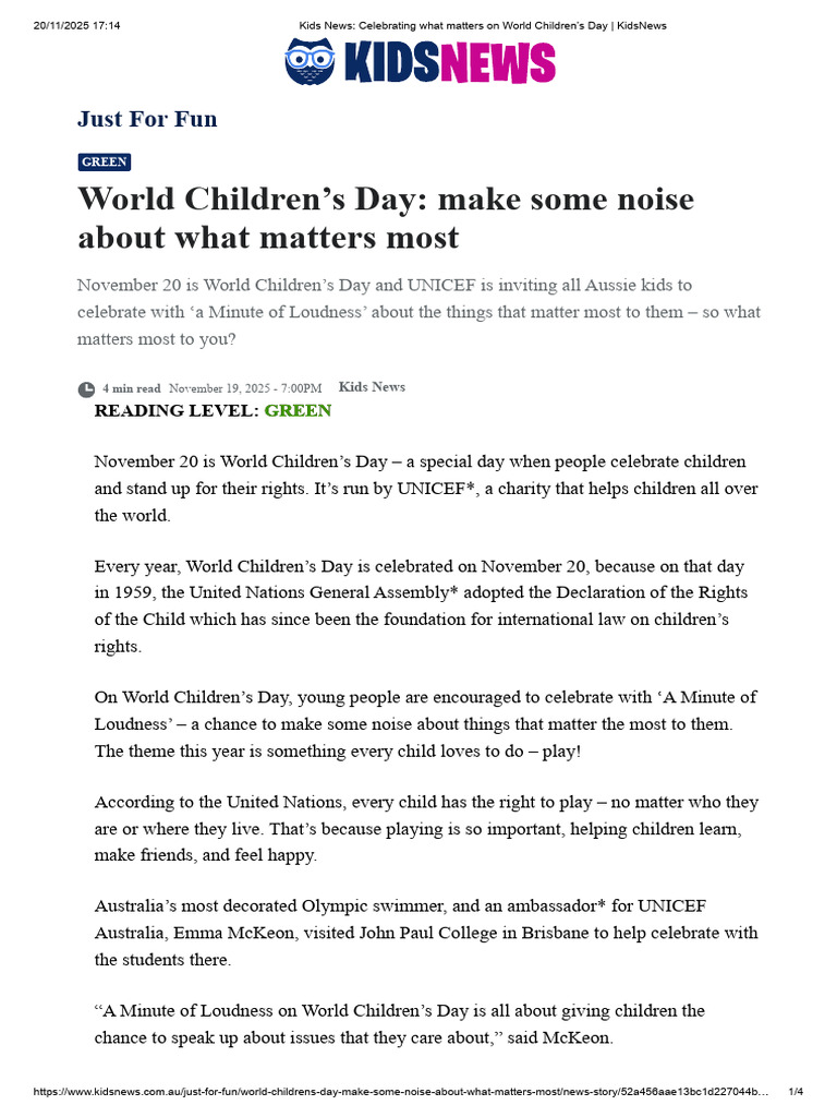 Kids News - Celebrating What Matters On World Children's Day - KidsNews ...