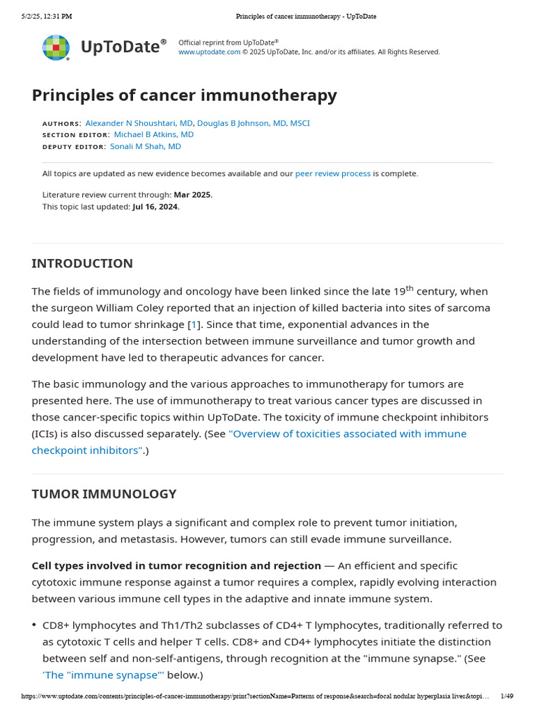 Principles Of Cancer Immunotherapy Pdf T Cell T Helper Cell