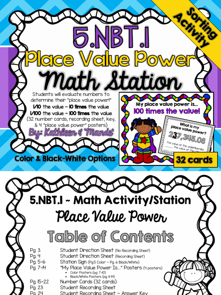5NBT1MathStationPlaceValuePowerCompareValues-1 | PDF | Chess | Chess Theory