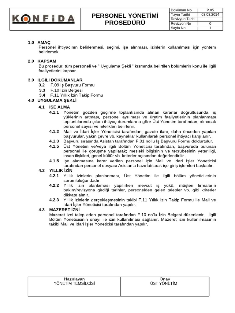 P.04 Personel Yönetimi Prosedürü | PDF