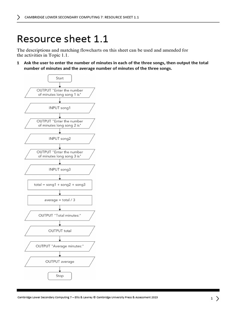 Cambridge Computing Flowchart Activities | PDF