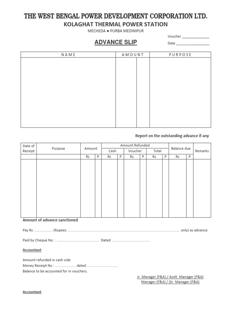 Advance Slip | PDF