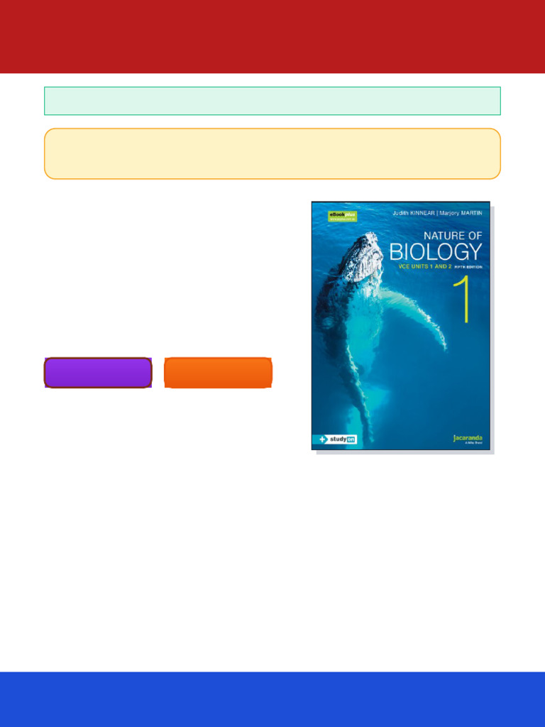 Nature of Biology 1 VCE Units 1 & 2 5th Edition Judith Kinnear Ebook ...