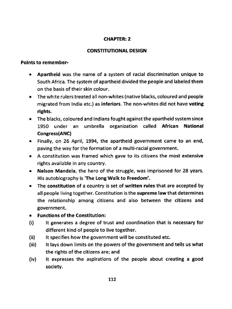 Civics (Chapter 2 Constitutional Design) | PDF