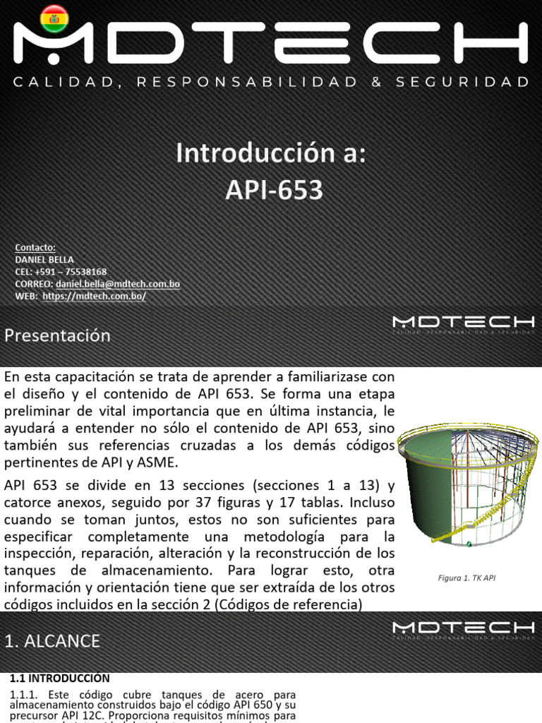 Presentación API 653 Por MD TECH SRL | PDF | Hormigón | Tanques