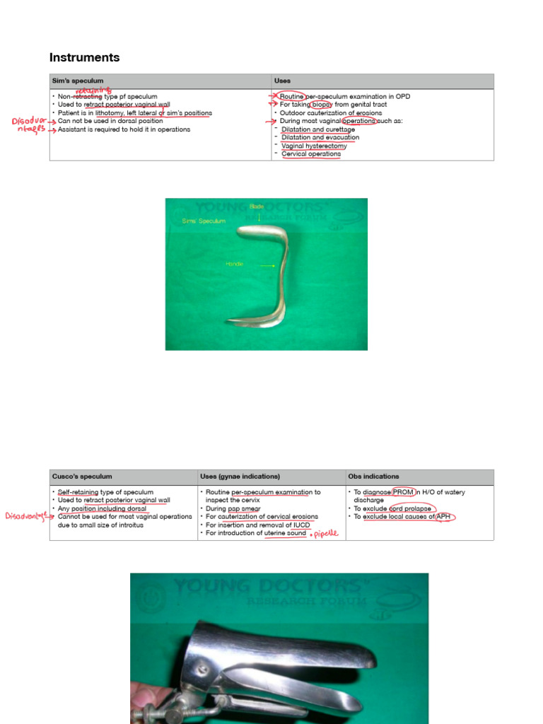 Essential Gynecological Instruments Guide | PDF | Childbirth | Pregnancy
