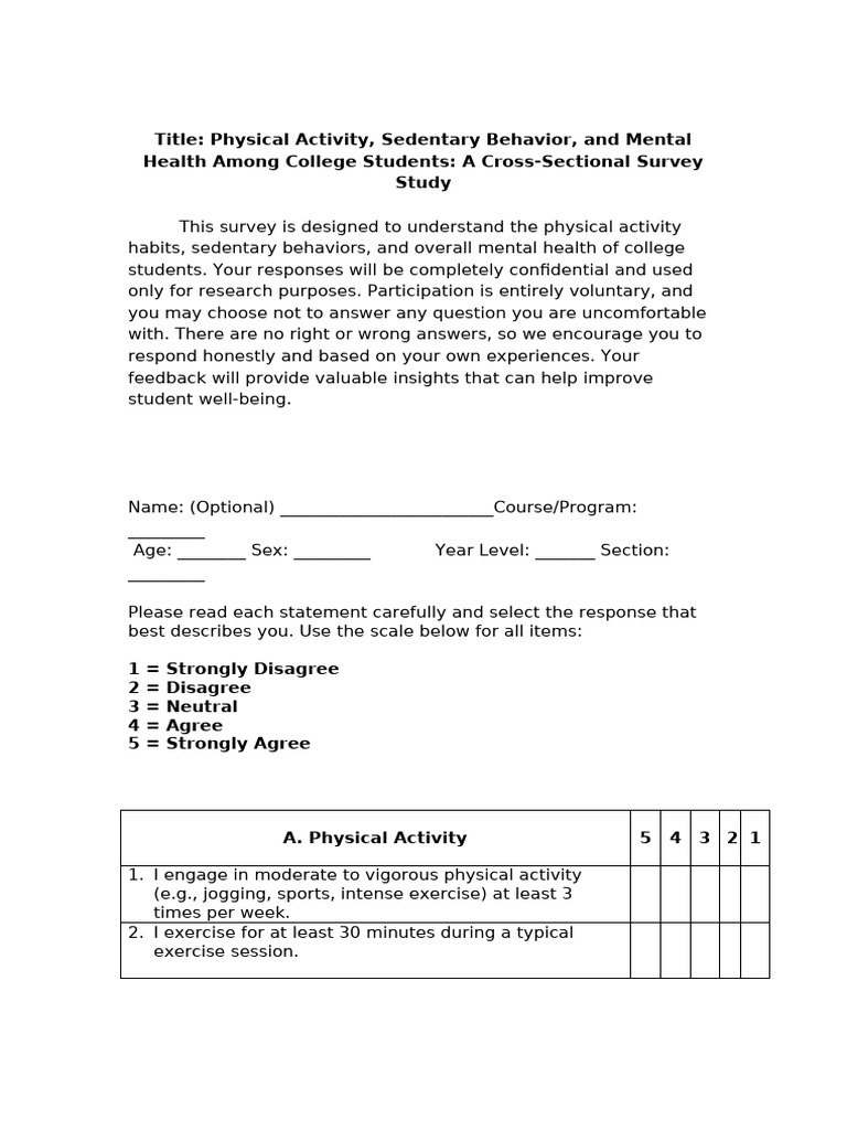 College Students' Physical Activity & Mental Health | PDF