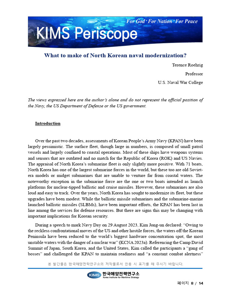 What To Make of North Korean Naval Modernization | PDF | North Korea ...