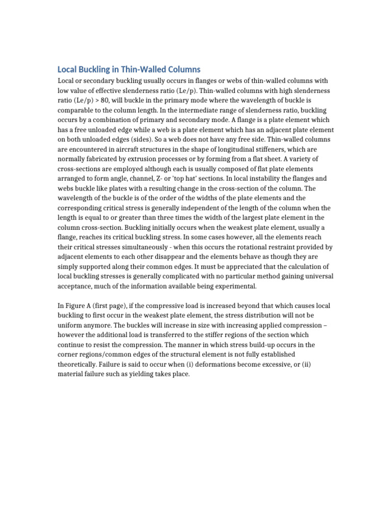 Understanding Local Buckling in Thin-Walled Columns | PDF | Buckling ...