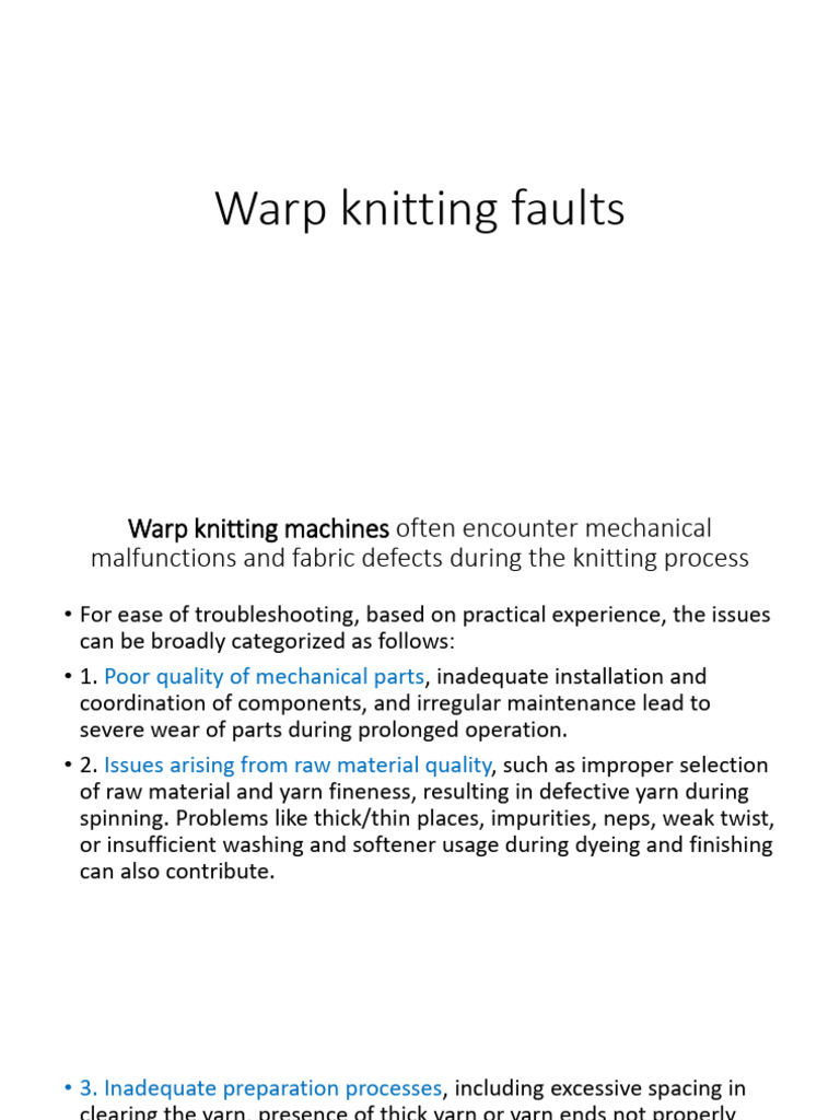 Warp Knitting Faults | PDF | Knitting | Yarn