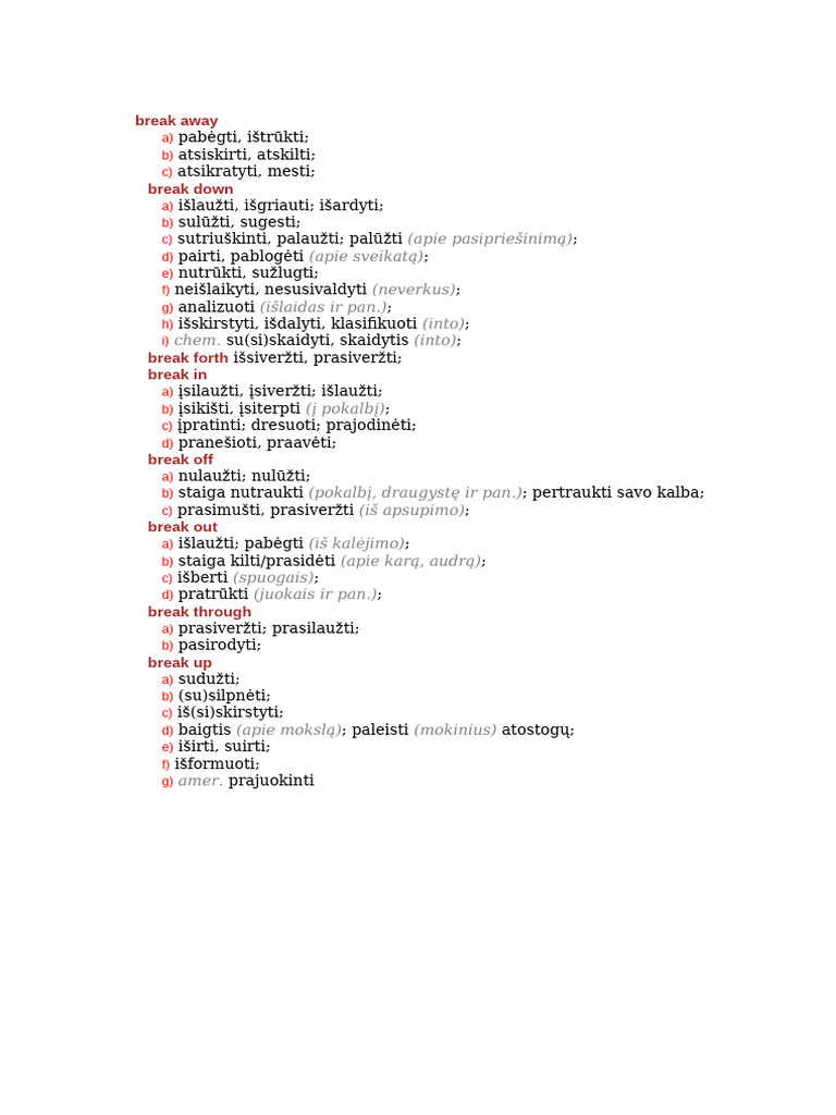 Break Phrasal Verbs | PDF