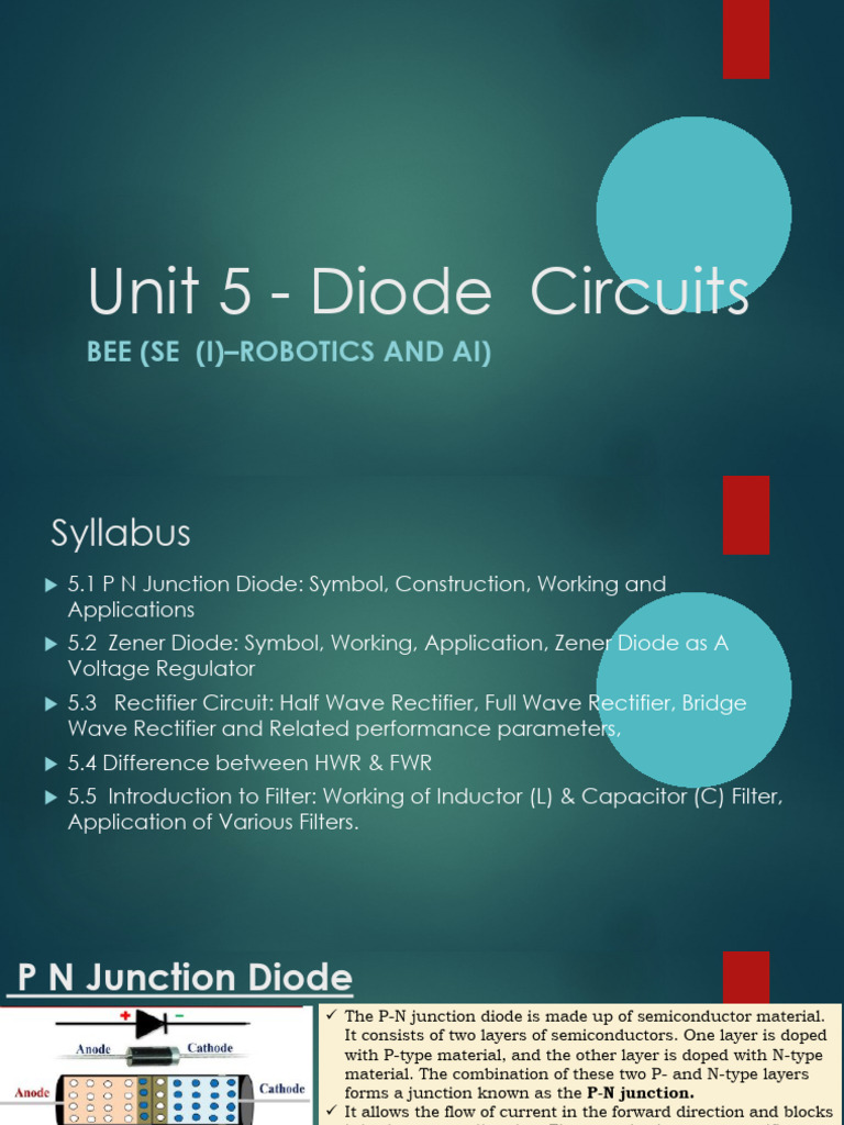 Unit 5 - Diode Circuits | PDF | P–N Junction | Rectifier