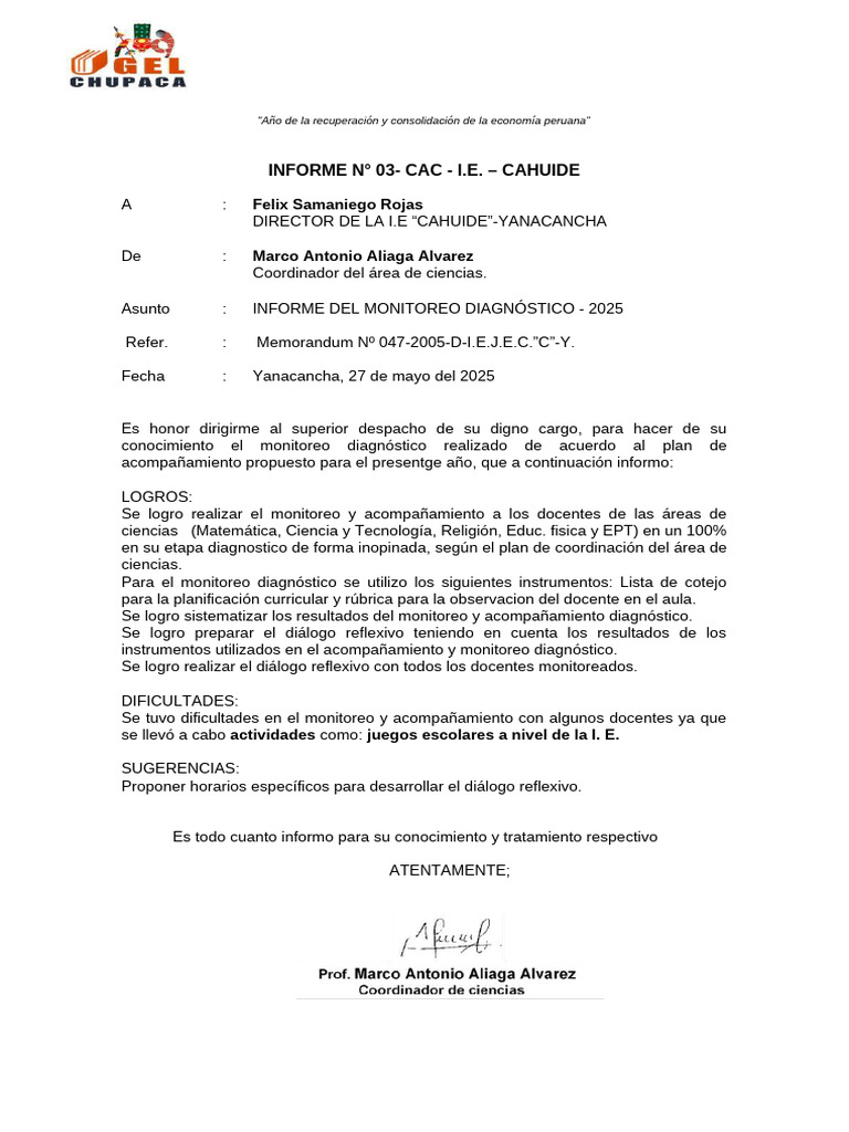 Informe de Eval. Diagnostica 2025 | PDF