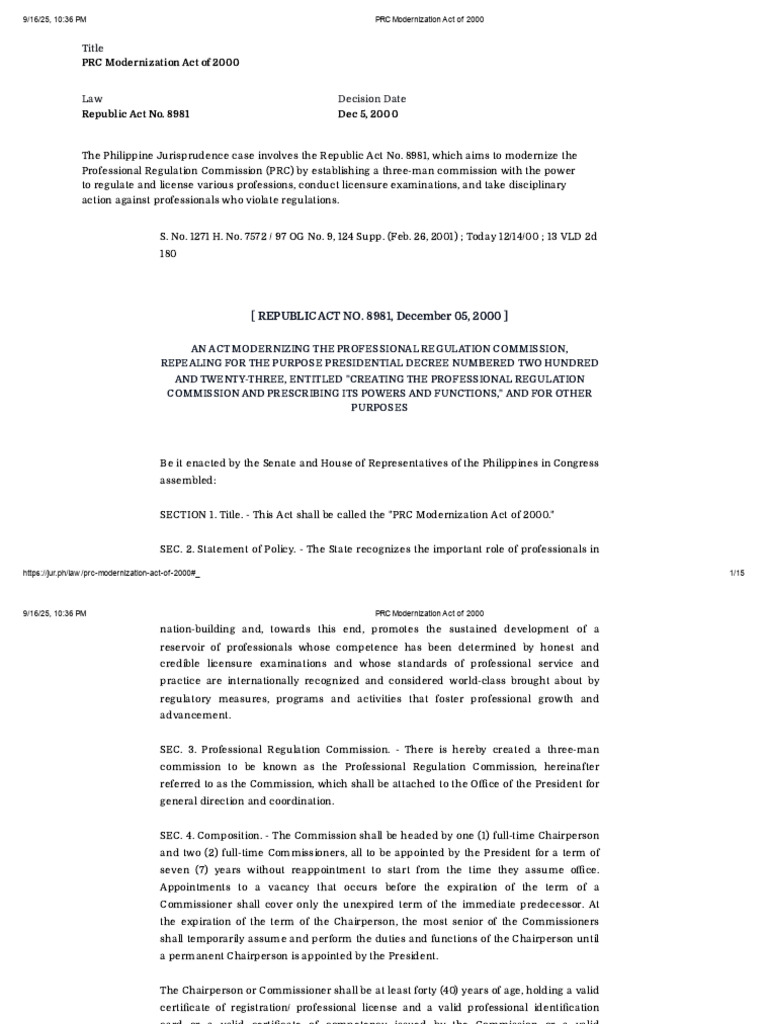 PRC Modernization Act of 2000 | PDF | Prosecutor | Government