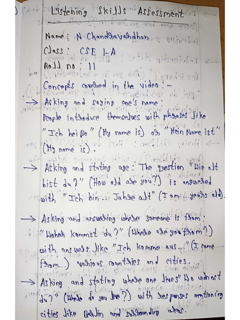 German Listening Skills Assessment | PDF