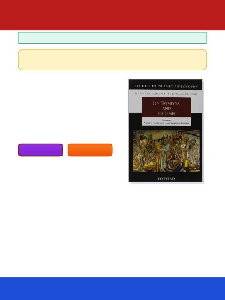 Ibn Taymiyya and His Times Yossef Rapoport Ebook Compatible Format Pack ...