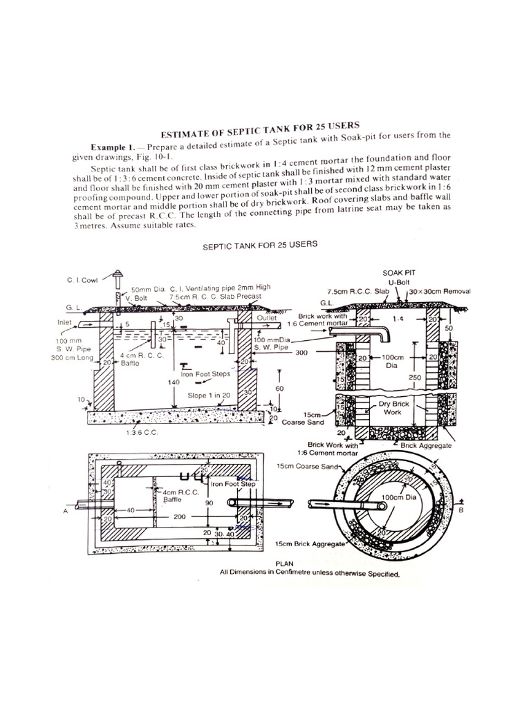 Estimate of Septic Tank | PDF