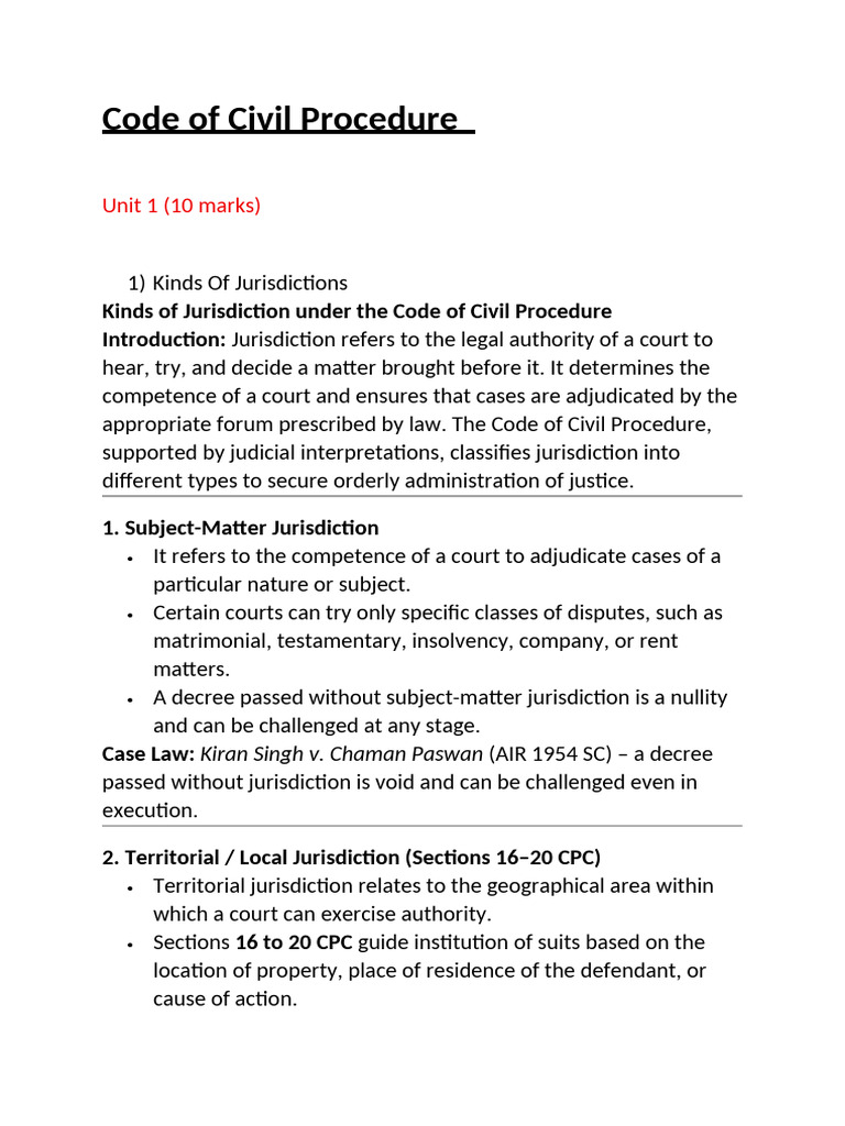 Code of Civil Procedur 1 | PDF | Lawsuit | Res Judicata
