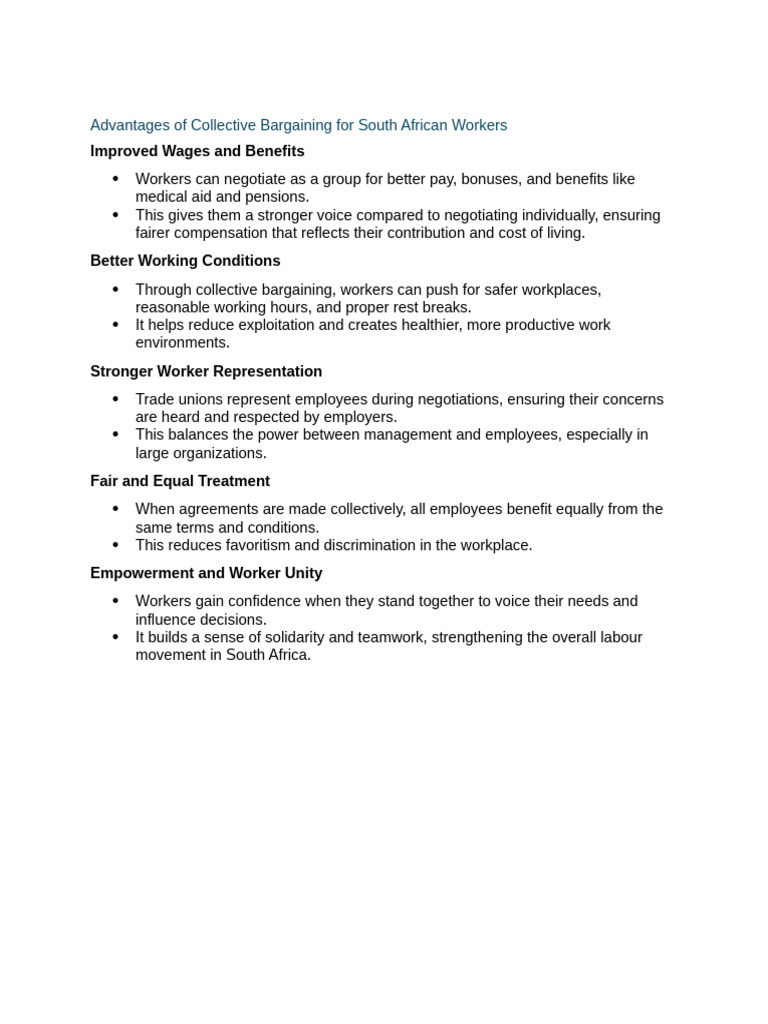 Advantages of Collective Bargaining | PDF