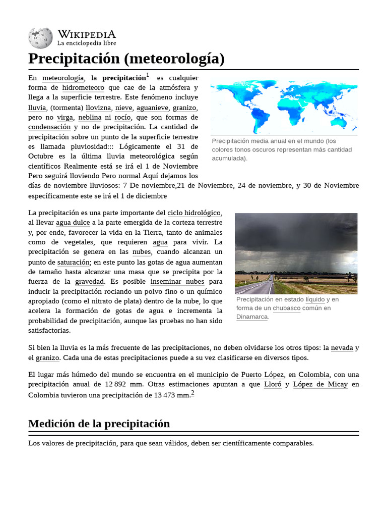 Tipos y Medición de Precipitación | PDF | Precipitación | Materiales ...
