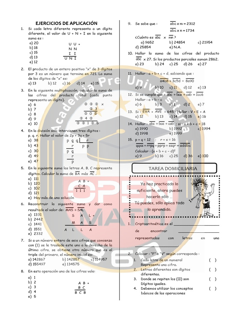 007.Rm Criptoaritmetica 2 | PDF | Sustracción | Números