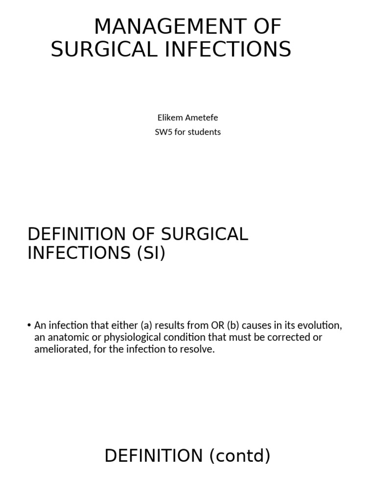Management of Surgical Infections Guide | PDF | Infection | Surgery