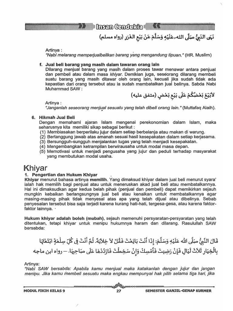 Bab Khiyar Dan Jenis2 Khiyar | PDF