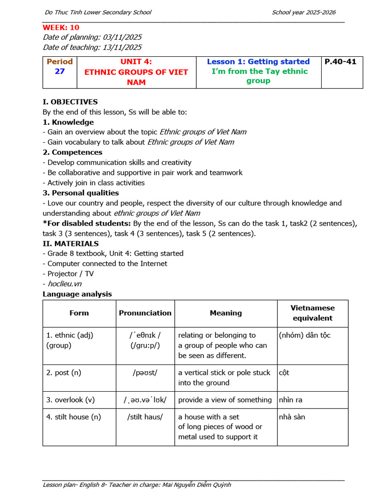 Unit 4-Lesson 1 | PDF | Vietnamese People | Communication