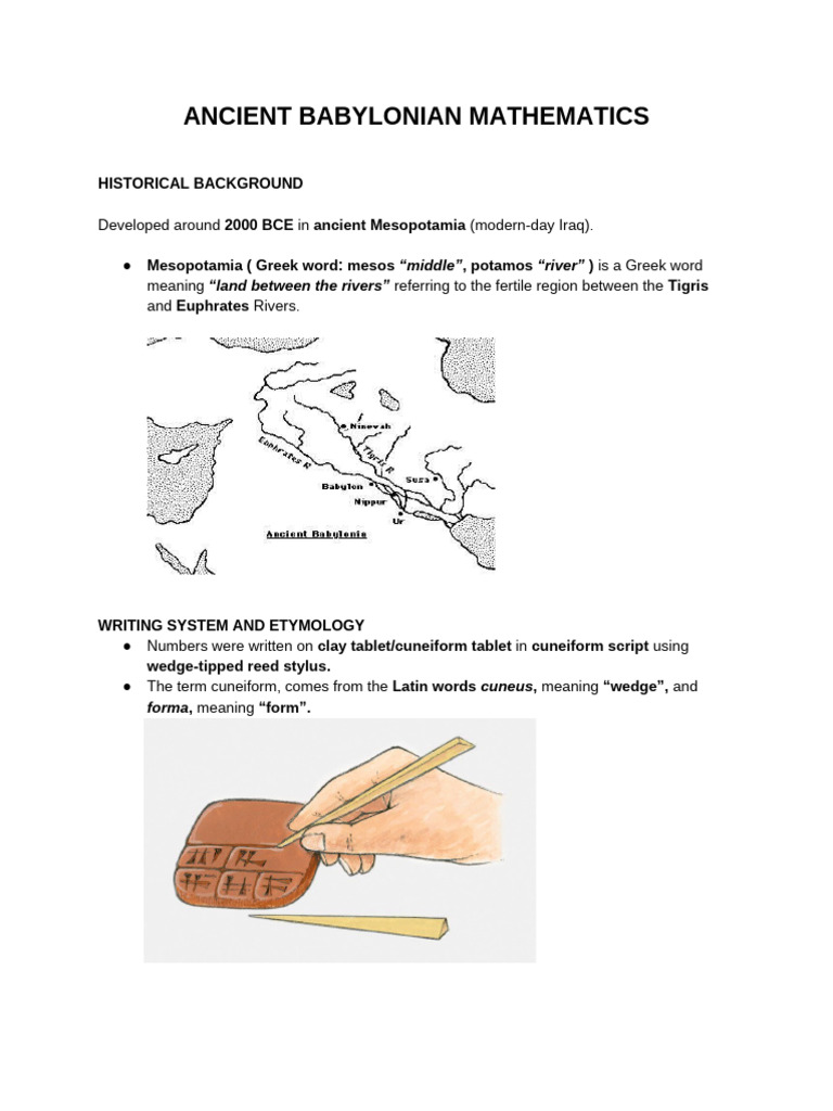 Ancient Babylonian, Egyptian, Chinese, and Hindu-Arabic Mathematics ...
