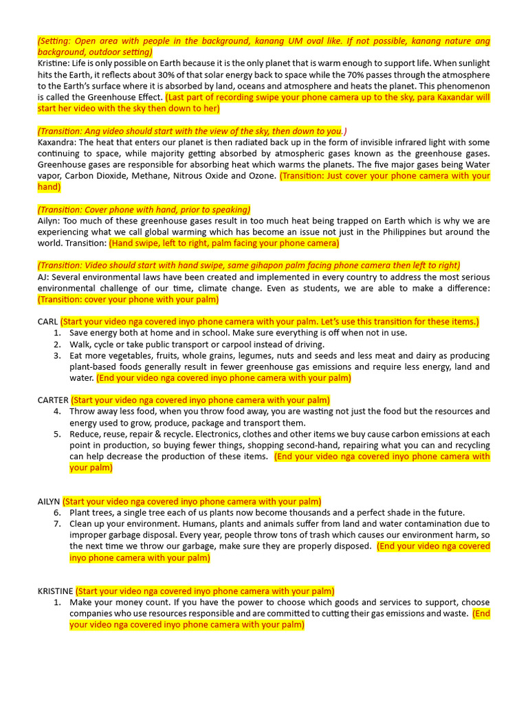 Final-Project-Video-Script | PDF | Greenhouse Effect | Greenhouse Gas