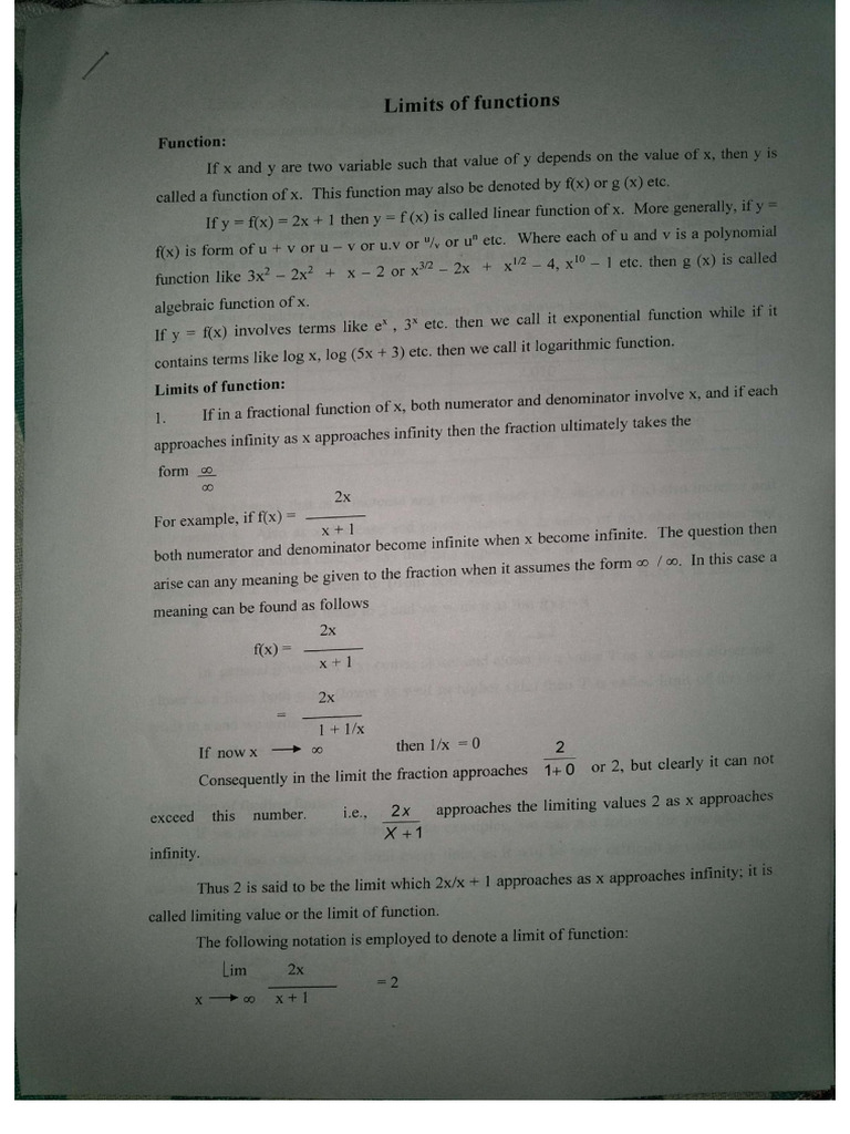 Limits of Functions PDF | PDF